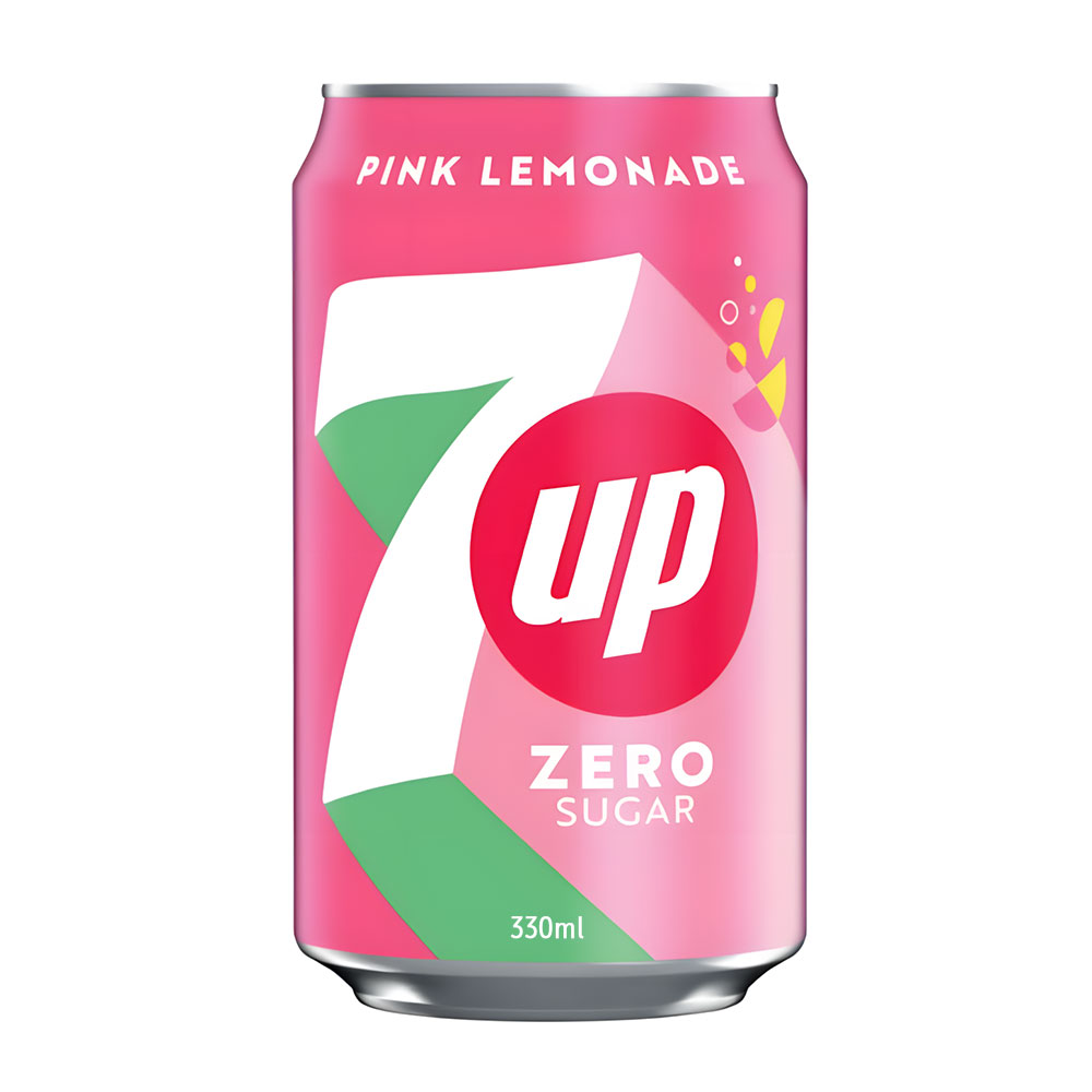 UK 7Up Zero Pink Lemonade 330ml X 24 Units