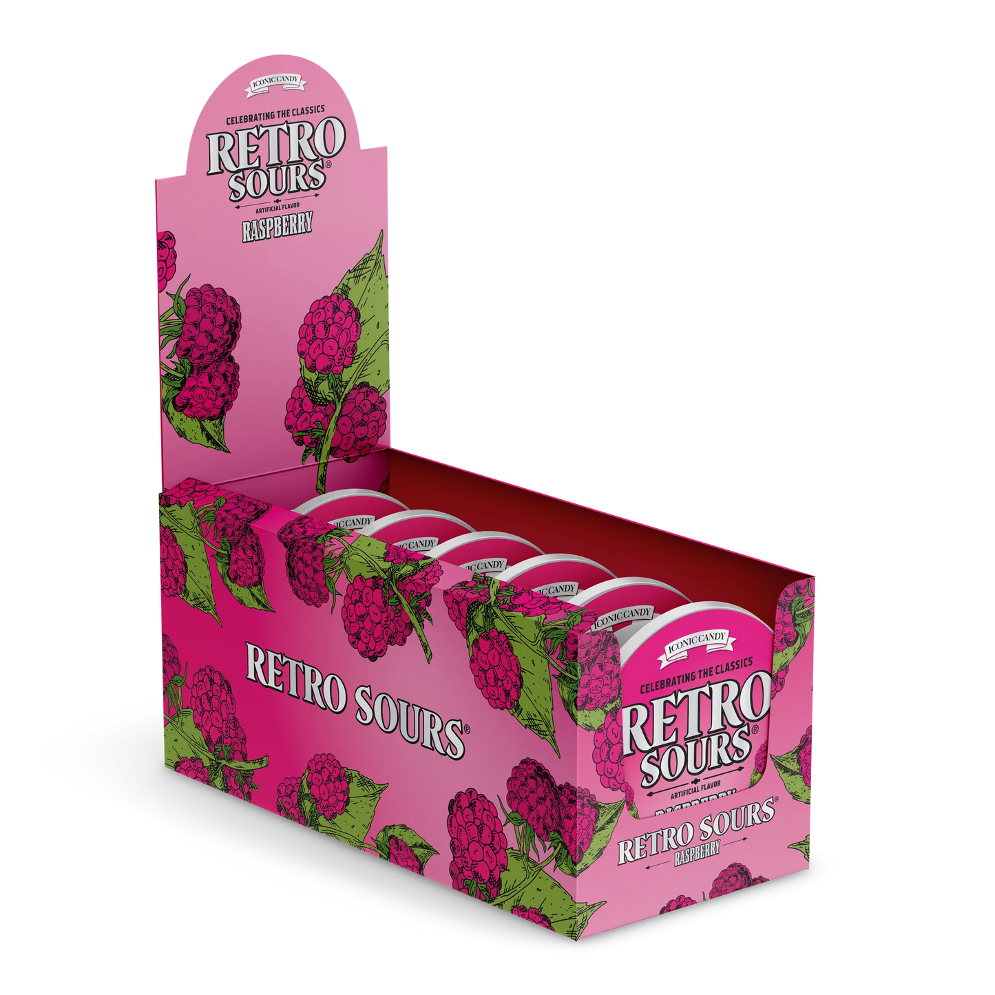 Iconic Retro Sours Raspberry 60g Tin X 8 Units