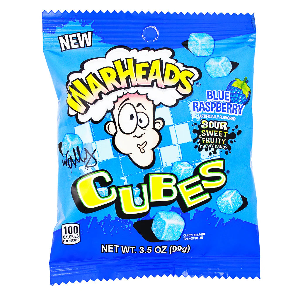 Warheads Cubes Blue Raspberry Peg Bag 3.5oz X 12 Units – candyville.ca